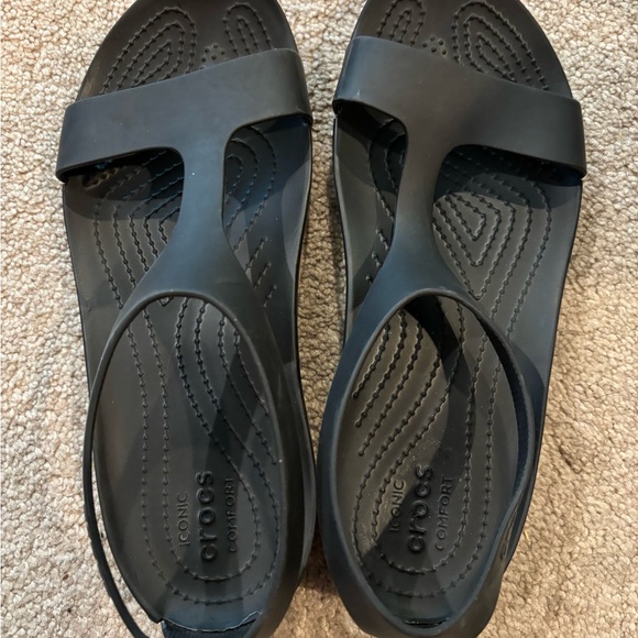 CROCS | Shoes | Crocs Black Sole Sandals | Poshmark